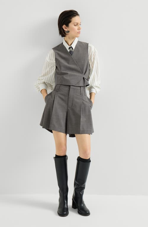 BRUNELLO CUCINELLI Brunello Cucinelli Tropical Luxury Wool Formal Shorts with Monili Detailing